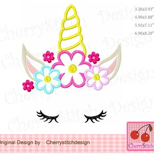 Unicorn Flowers Unicorn Machine Embroidery Design - Etsy