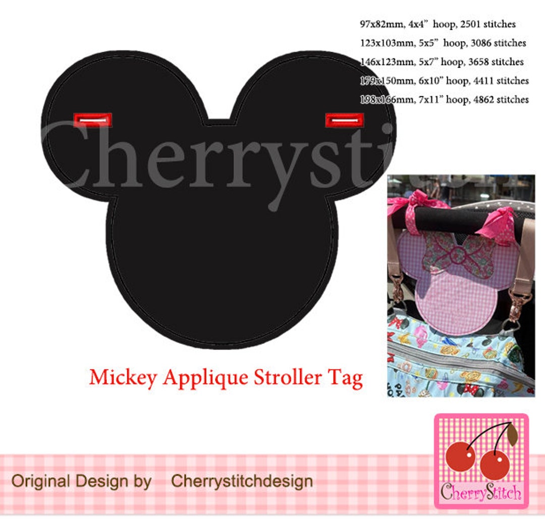 Adorable Mickey Mouse Ears Stroller Tag - DIY Machine Applique - Etsy