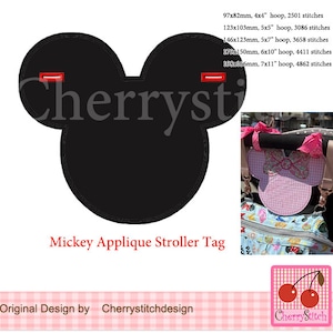 Adorable Mickey Mouse Ears Stroller Tag - DIY Machine Applique - Etsy