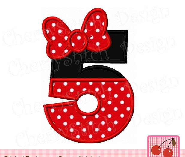 Minnie Number 5 Birthday Embroidery Applique Design - Etsy