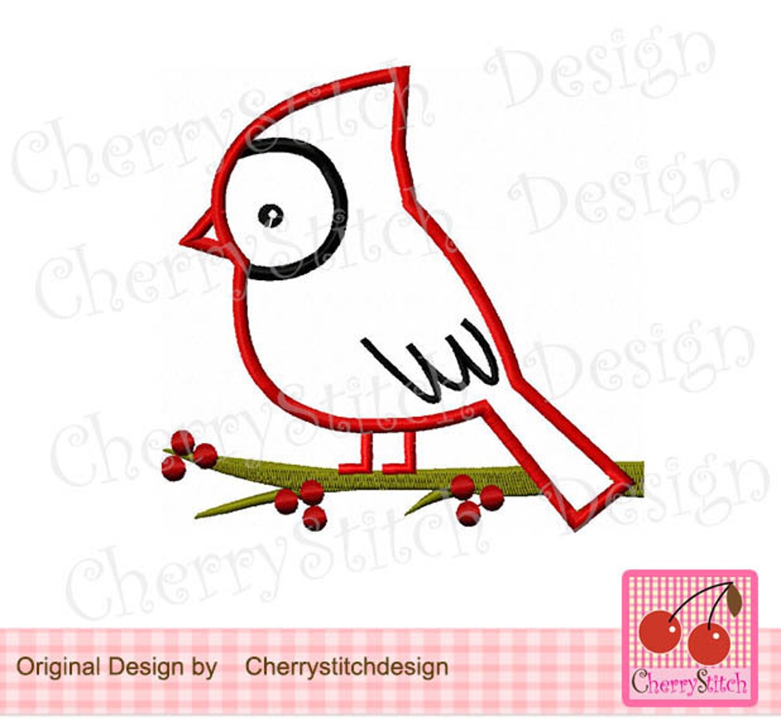 Cardinal Christmas Machine Embroidery Applique Design 4x4 | Etsy