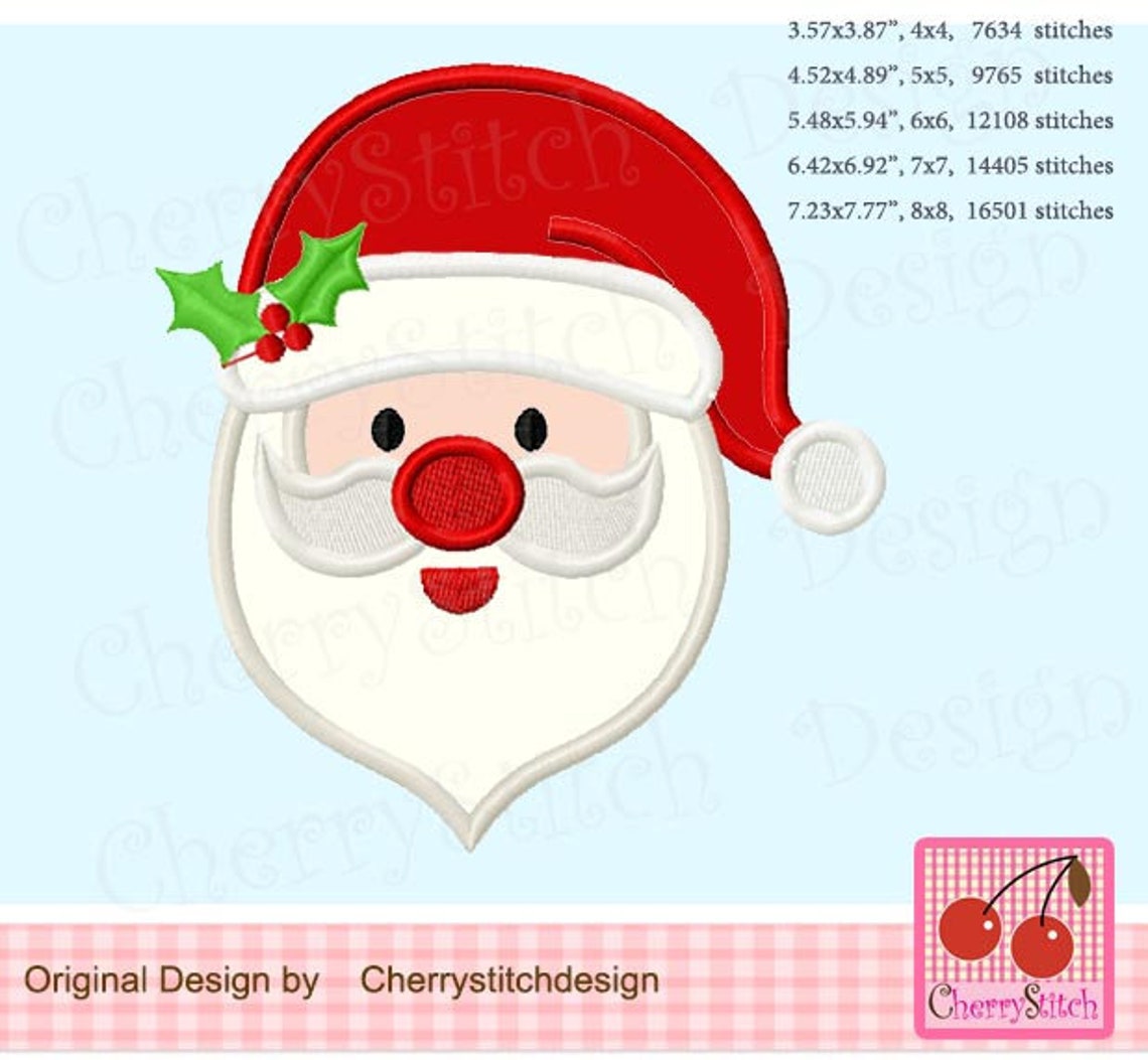 Christmas Santa Claus Face Machine Embroidery Applique CH0222 | Etsy