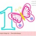 Butterfly Number 1 Birthday Number 1 Machine Embroidery Applique ...