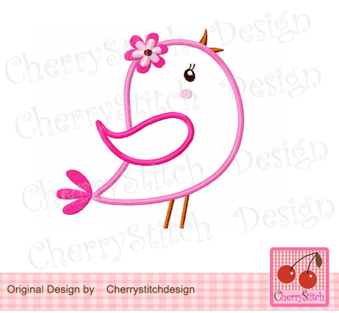 Bird Flower Bird Machine Embroidery Applique Design 4x4 5x5 | Etsy