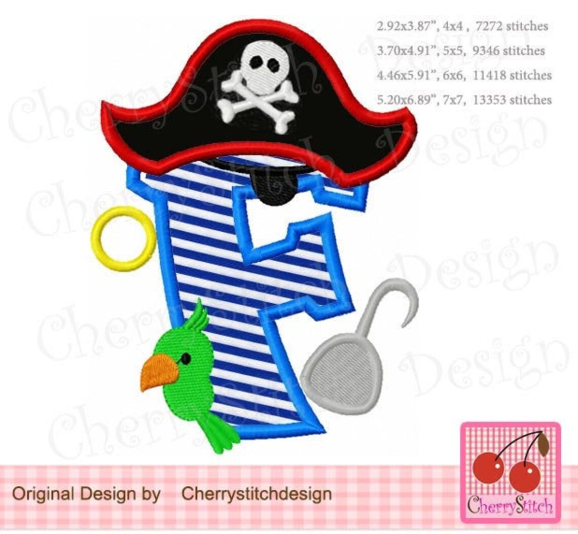 Pirate Letter F Monogram F Upper Case Letter F Machine - Etsy
