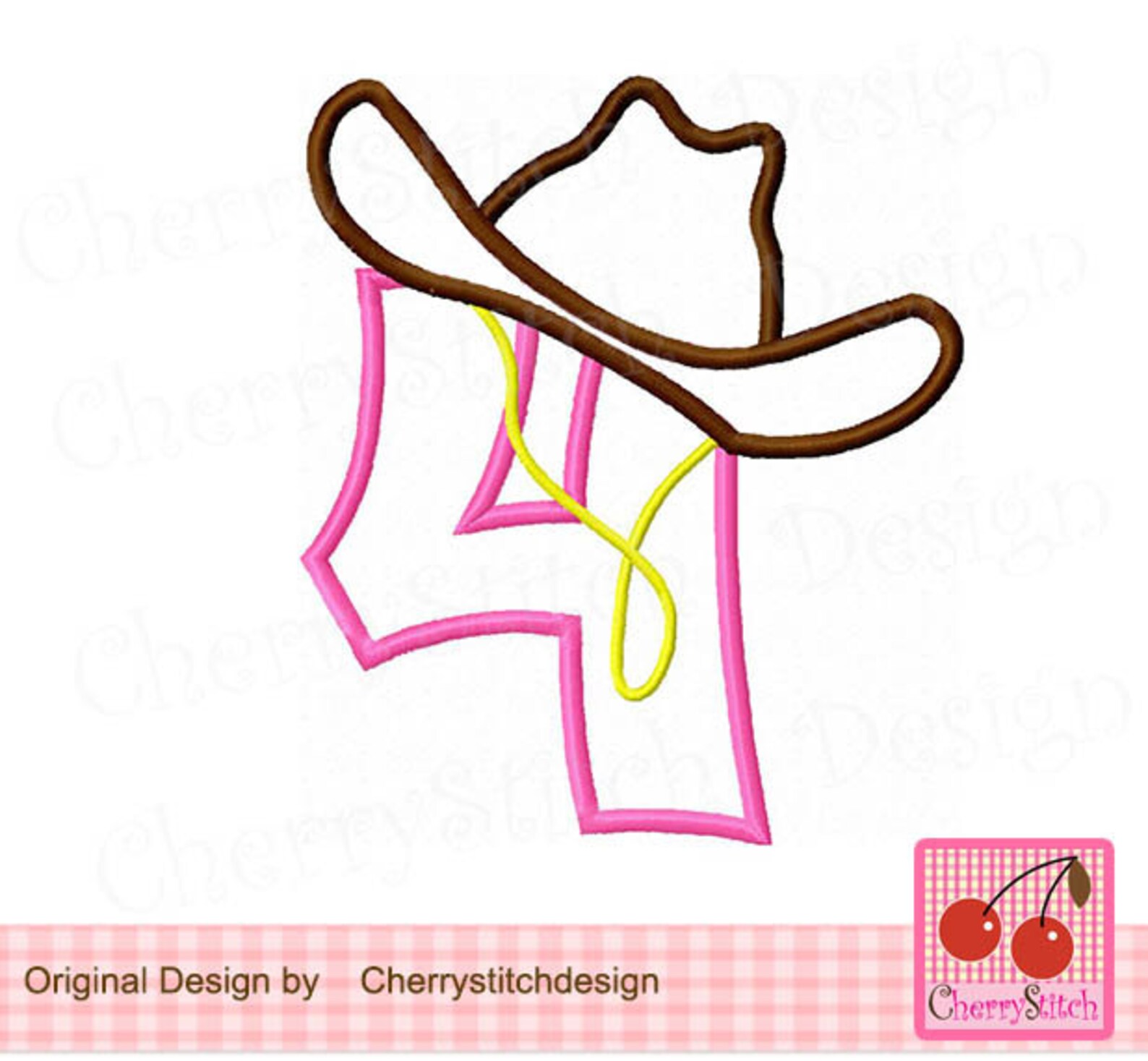 Cowgirl Hat Number 4 Machine Embroidery Applique - Etsy