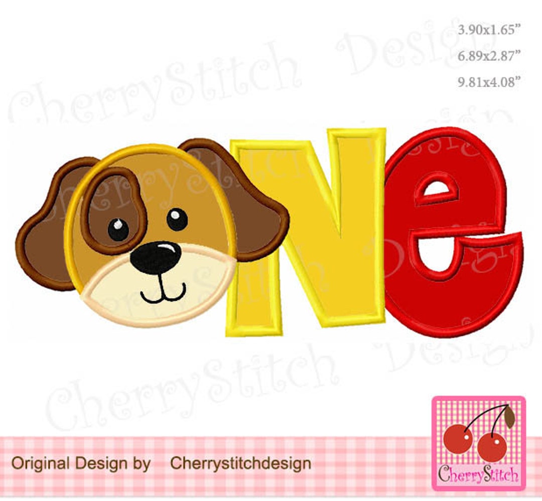 Dog ONE With Dog Birthday ONE Embroidery Applique Design - Etsy
