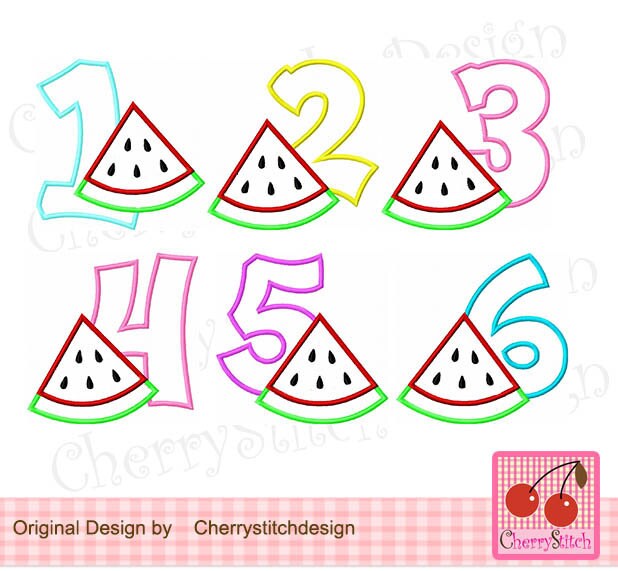 Watermelon Numbers Set Birthday Numbers Machine Embroidery - Etsy