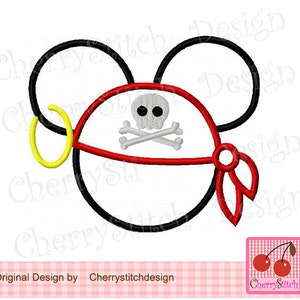 Pirate Mickey Machine Embroidery Applique Design -for 4x4 5x5 6x6 Inch ...