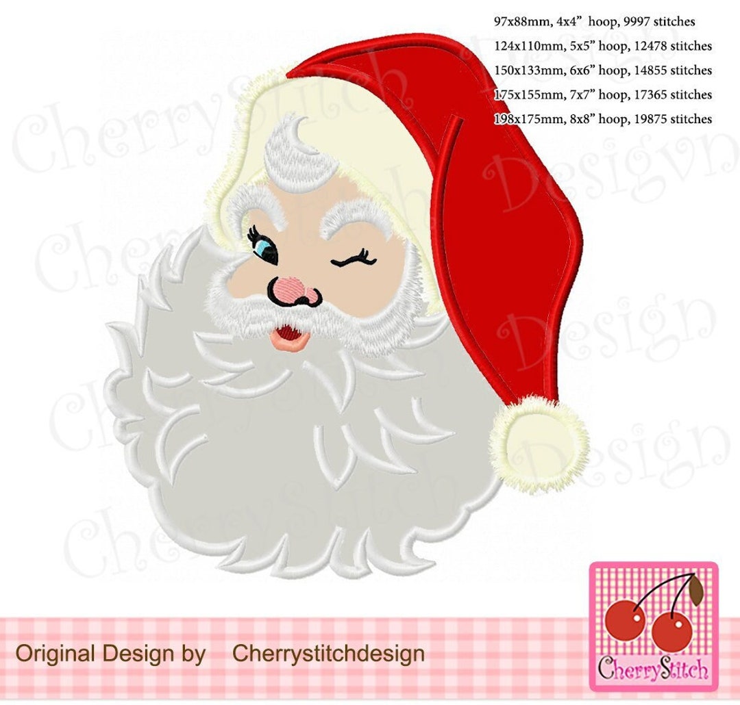 Christmas Santa Claus Christmas Machine Design, Vintage Santa Applique ...