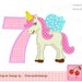 Unicorn Number 7 Birthday Machine Embroidery Design Applique - Etsy