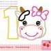 Cow Face Number 1 Baby Cow Farm Animal Machine Embroidery - Etsy