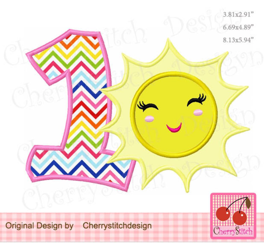 Sunshine Number 1 Smiling Sun Machine Embroidery Applique Design - Etsy