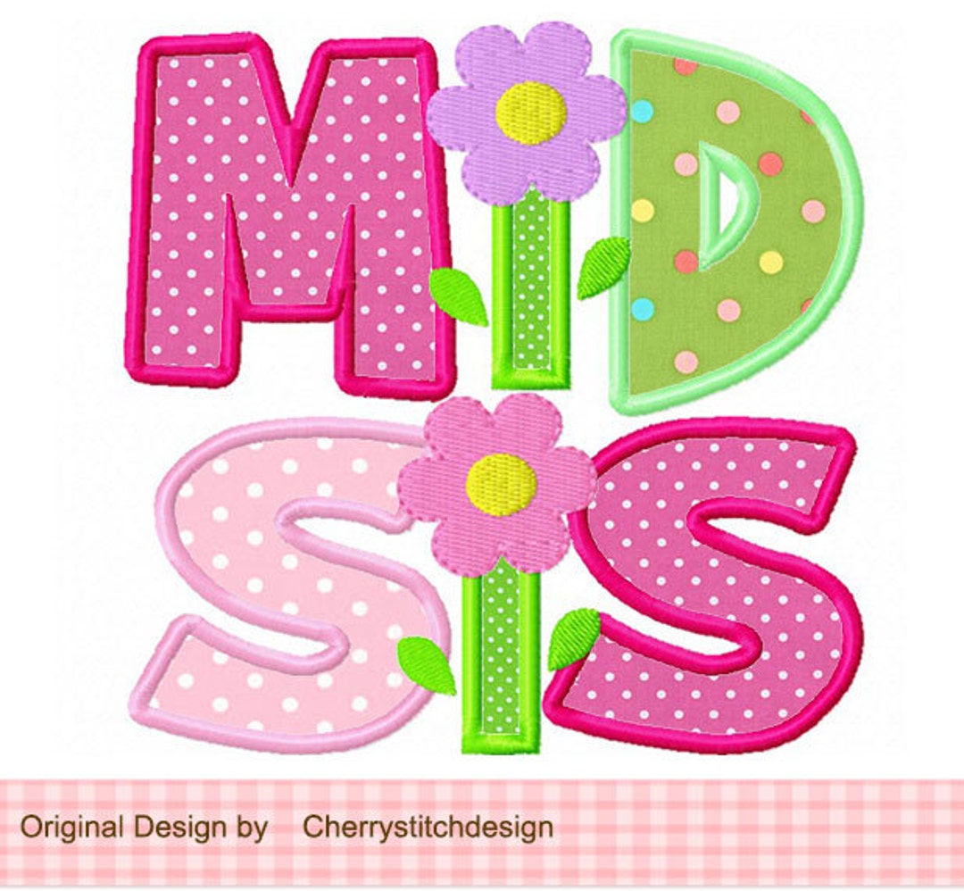MID SIS Machine Embroidery Applique Design - 4x4 5x5 6x6" - Etsy