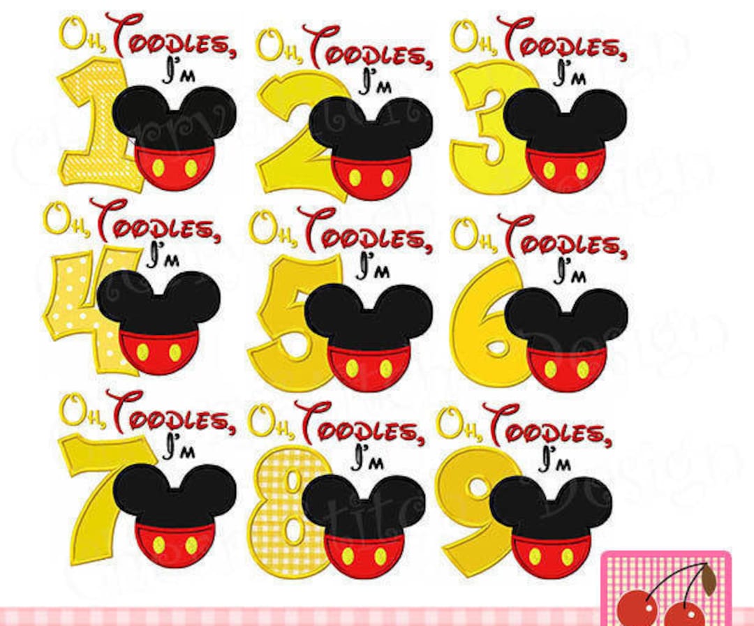 Oh Toodles Embroidery, Mickey Numbers Birthday Embroidery Applique ...