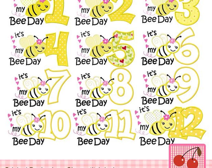 Instant Download Bee Numbers 1-9 Applique Machine Embroidery Design NO ...