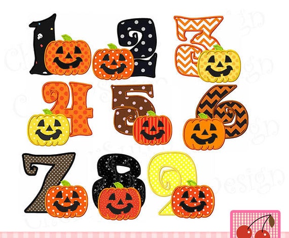 Jack O' Lantern Numbers set Halloween pumpkin Machine | Etsy