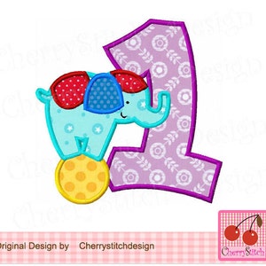 Elephant Number 1 Circus Elephant Machine Embroidery Applique - Etsy