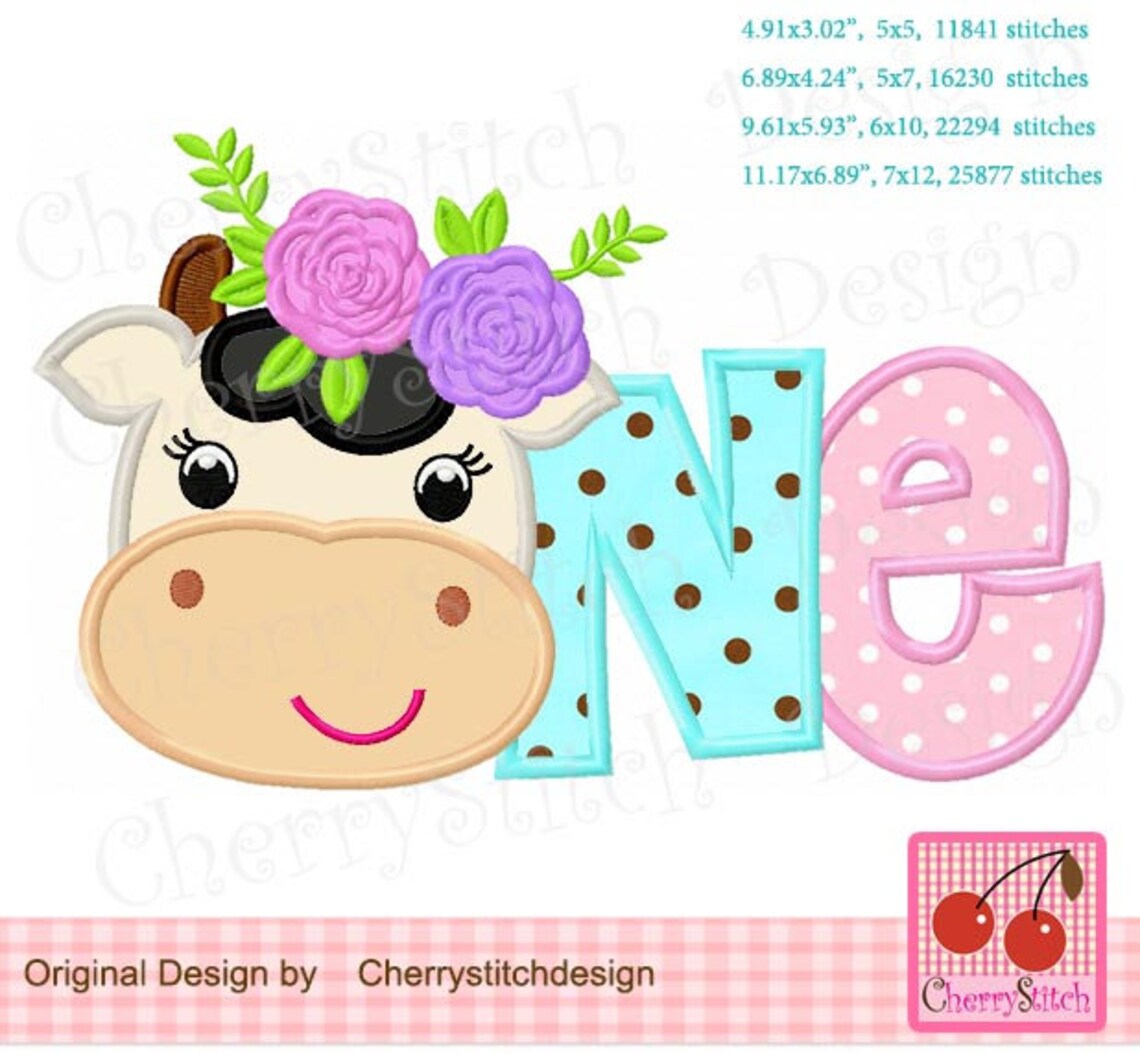 Cow Face One Cow One Flowers Cow Birthday One Machine - Etsy