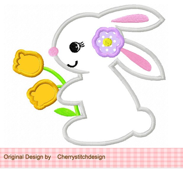 Bunny Machine Embroidery Applique Design 4x4 5x5 6x6 | Etsy