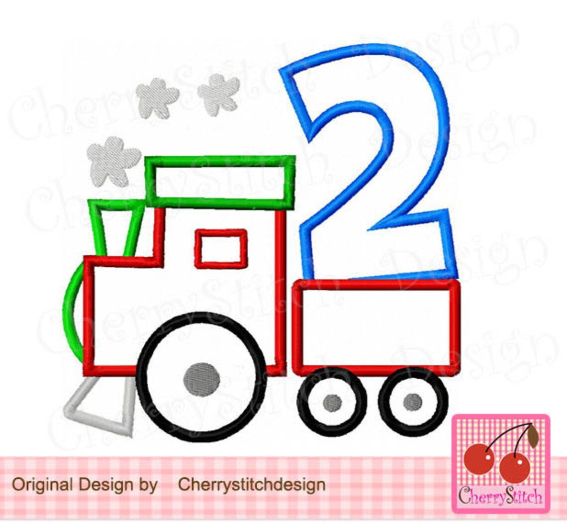 Train Number 2 Birthday Machine Embroidery Applique Design BIR0018 - Etsy