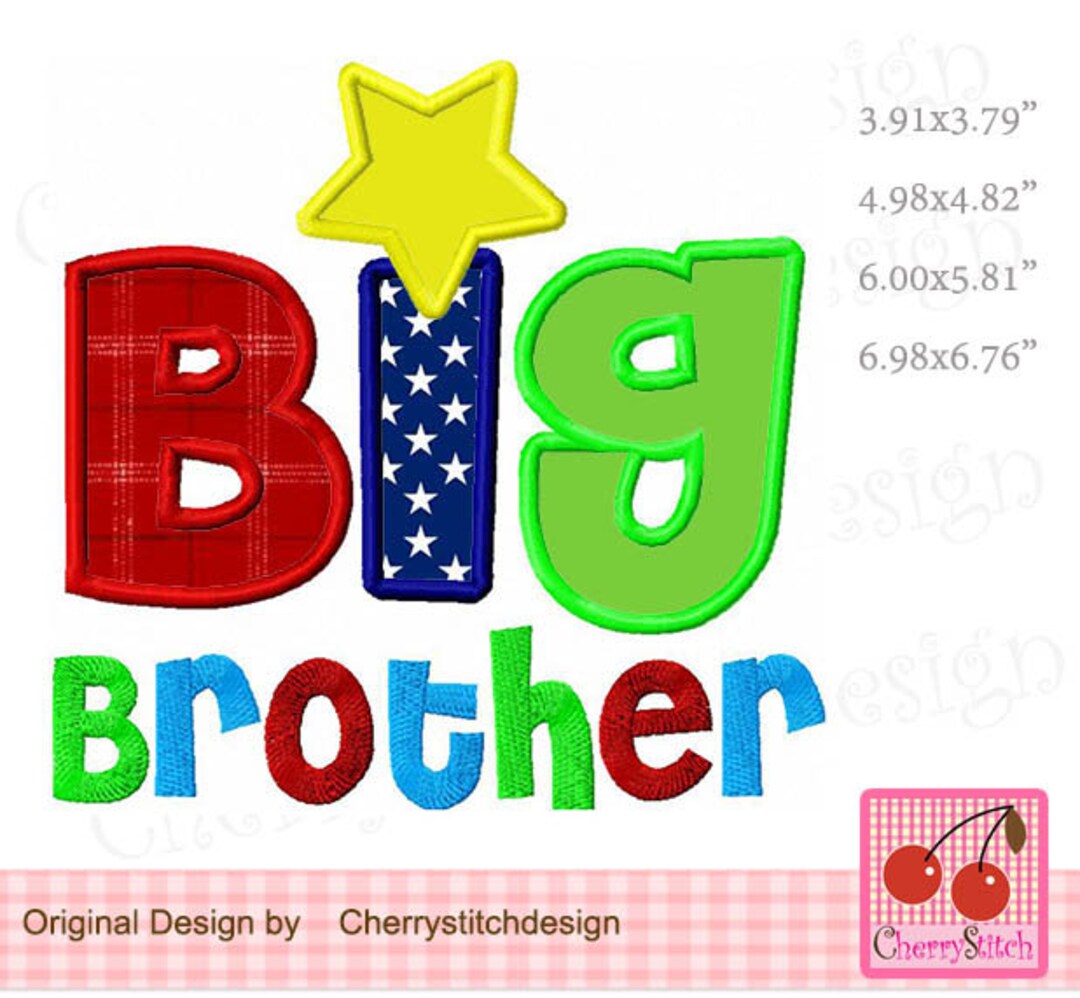 Big Brother Machine Embroidery Applique Design - Etsy