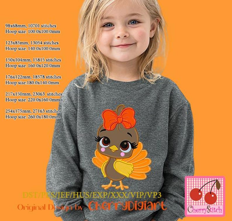 Little Girly Turkey Applique - Thanksgiving Clothing Decor for Girls ...