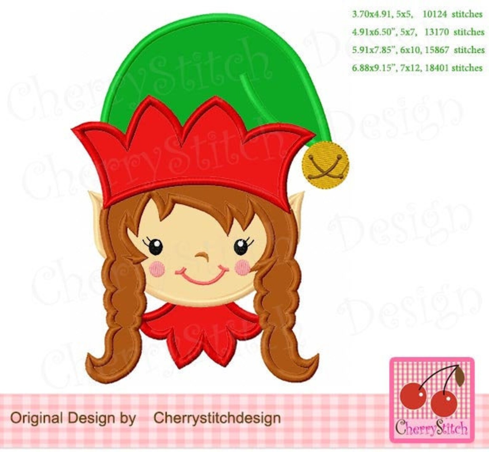 Christmas Elf girl Machine Embroidery applique CH0237 | Etsy