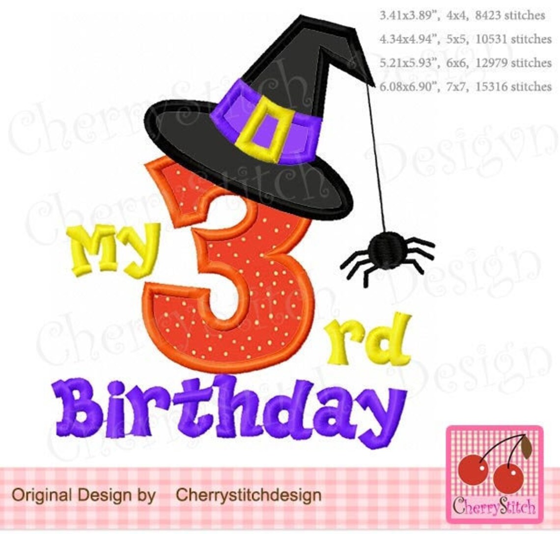 My 3rd Birthday witch hat Number 3 Halloween Machine | Etsy