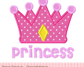Princess Crown Machine Embroidery Applique Design - Etsy
