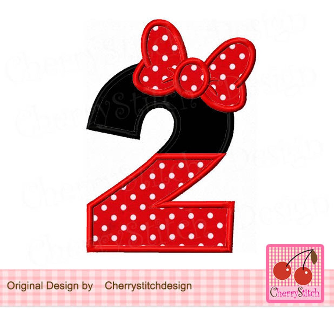 Minnie Number 2 Machine Embroidery Applique - Etsy