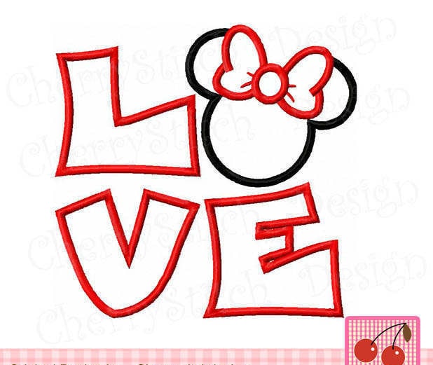 LOVE Embroidery Design LOVE Minnie Embroidery Applique Design | Etsy