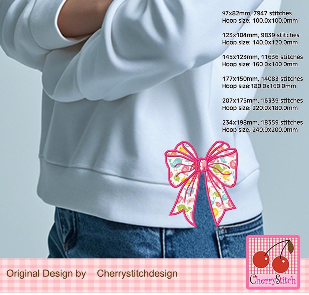 Embroidery Applique Side Bow: Feminine Detail (digital Download) - Etsy