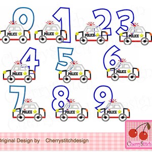 Police Car Numbers Set Machine Embroidery Applique - Etsy