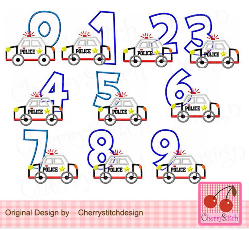 Police Car Numbers Set Machine Embroidery Applique - Etsy