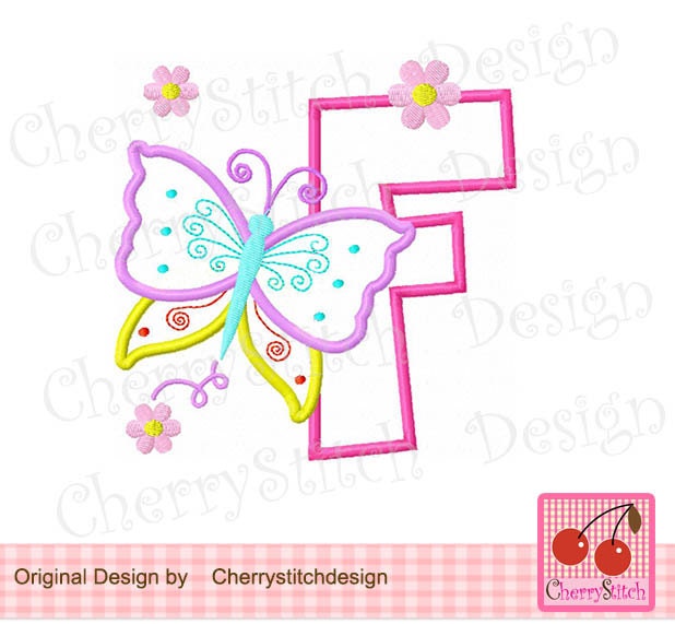 Butterfly Monogram F Letter Machine Embroidery Monogram - Etsy