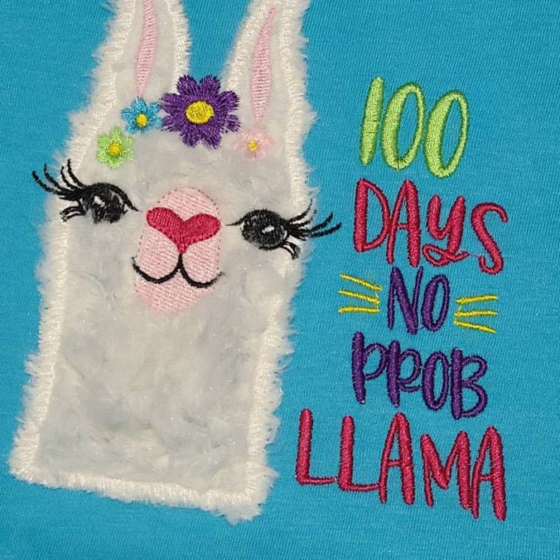 100 Days No Prob Llama, Back to School Llama Machine Embroidery ...