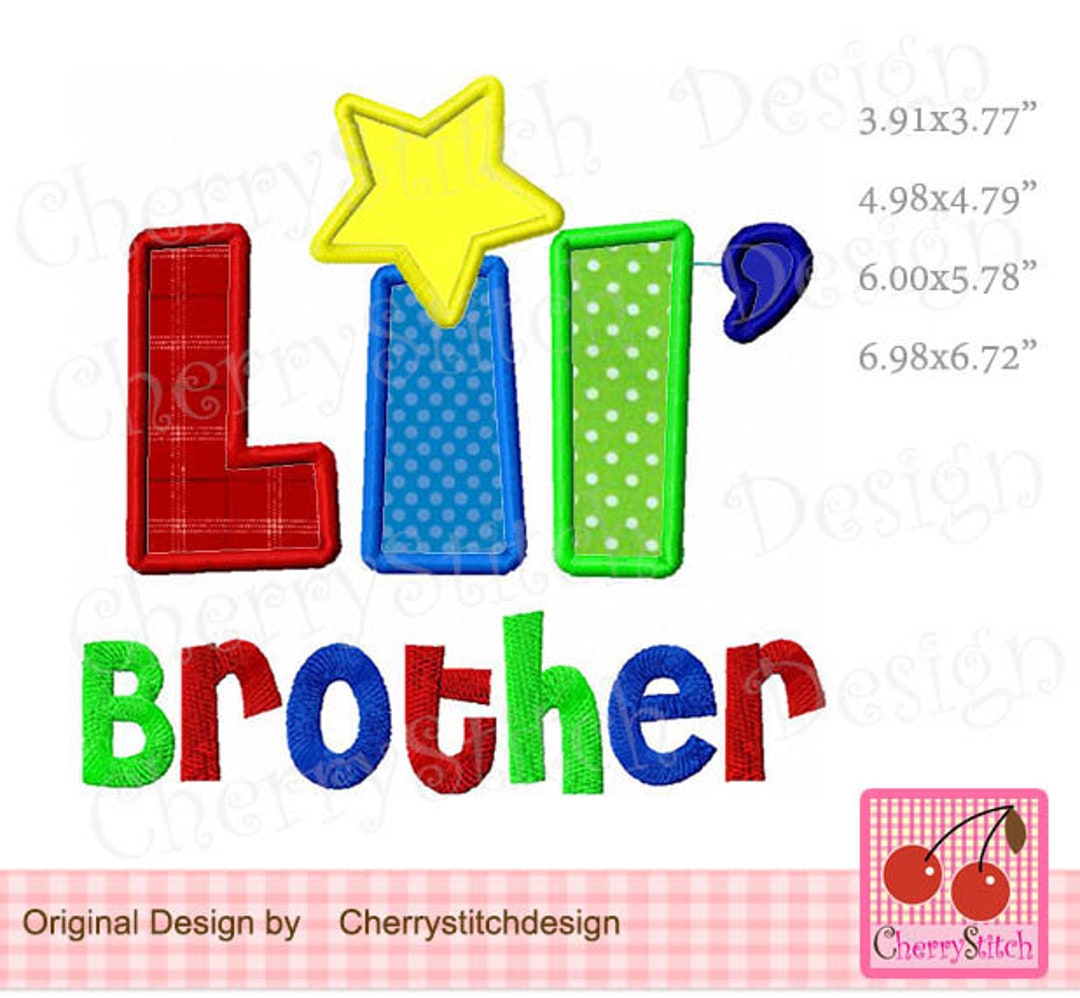Lil' Brother Machine Embroidery Applique Design - Etsy