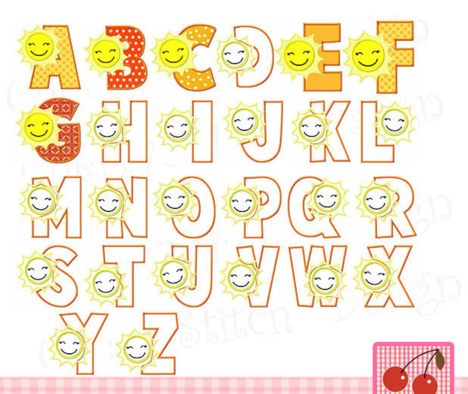 Sunshine Alphabet Sunshine Letters Machine Embroidery Applique | Etsy