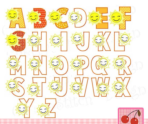 Sunshine Alphabet Sunshine Letters Machine Embroidery Applique | Etsy