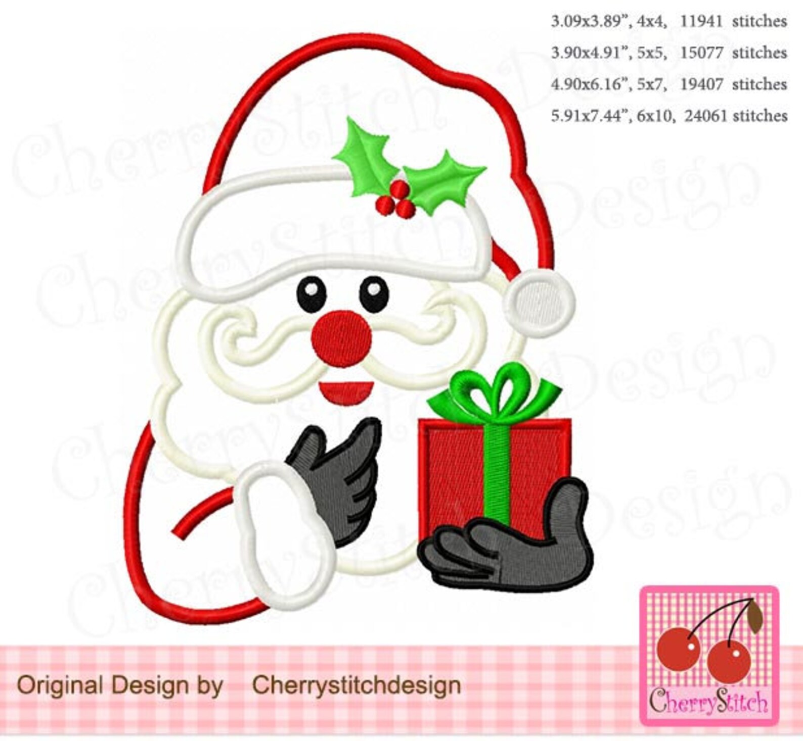 Christmas Santa Claus Santa with gift Machine Embroidery | Etsy