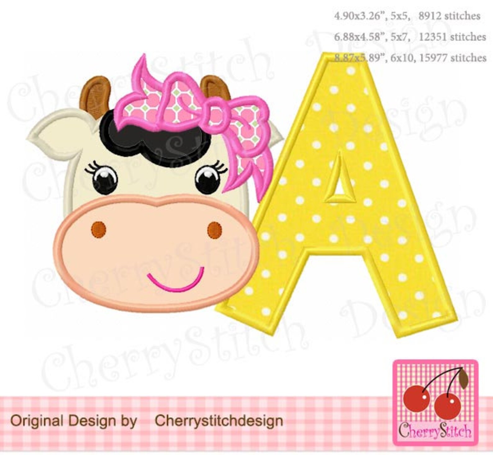 Cow Face Cow Letter A Monogram A Machine Embroidery Applique - Etsy