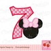 Minnie Mouse Head With Birthday Number 7, Minie Embroidery Design ...