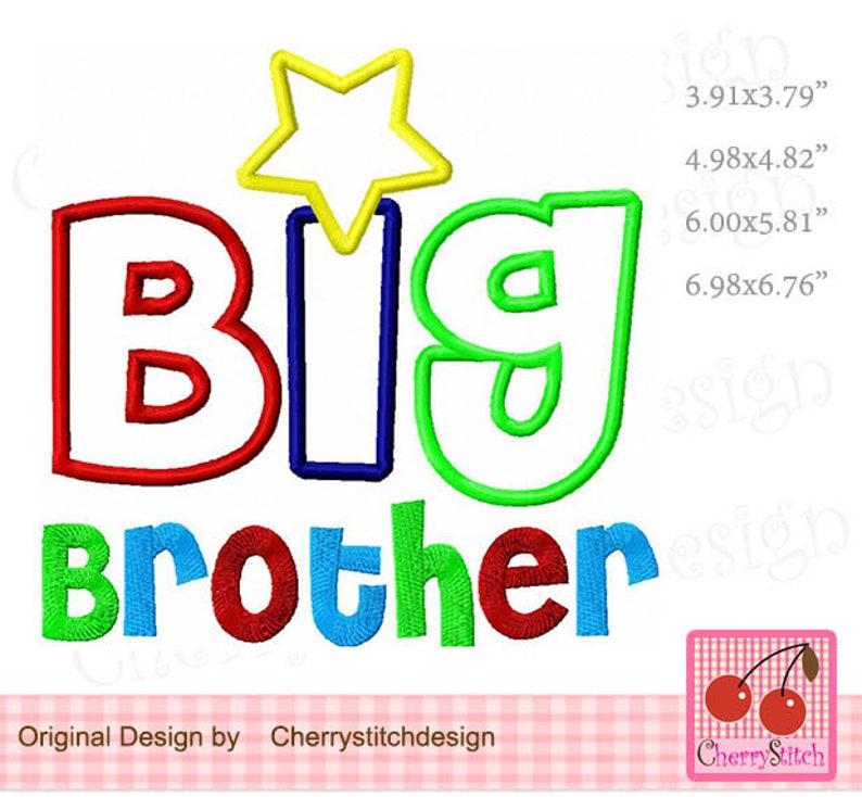 Big Brother Machine Embroidery Applique Design | Etsy