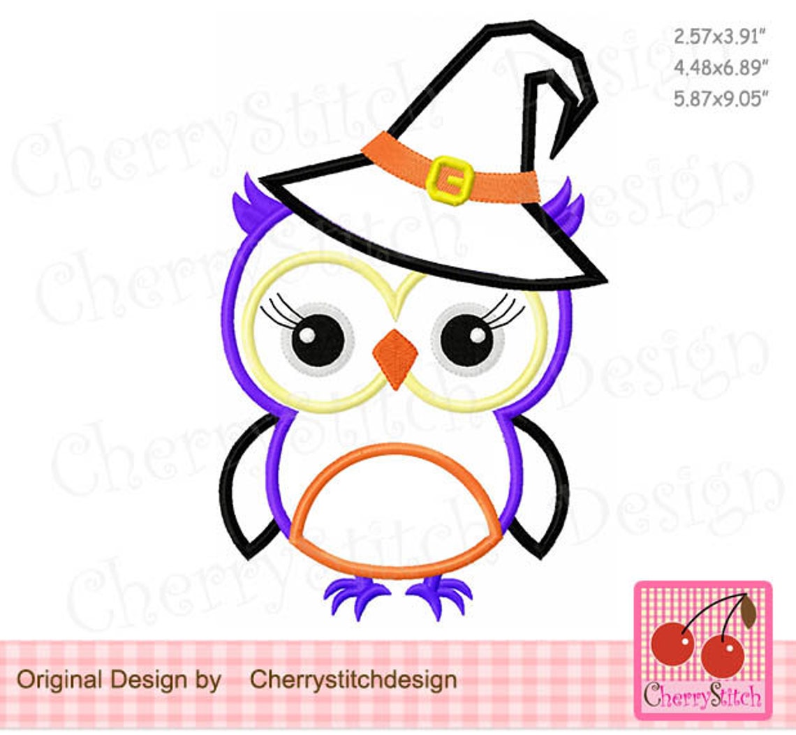Owl Halloween Witch Owl Machine Embroidery Applique Design | Etsy