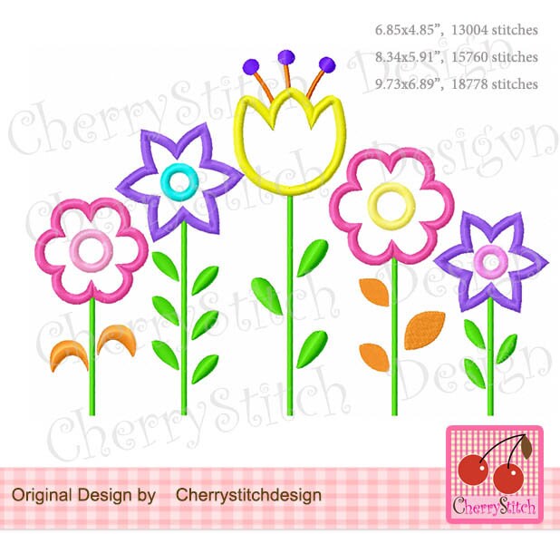 Flowers Applique Machine Embroidery Design - Etsy