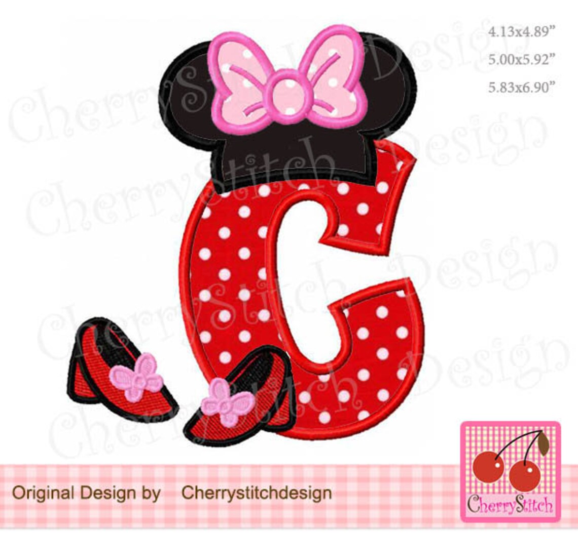 Monogram C Minnie Letter C Machine Embroidery Applique Design - Etsy