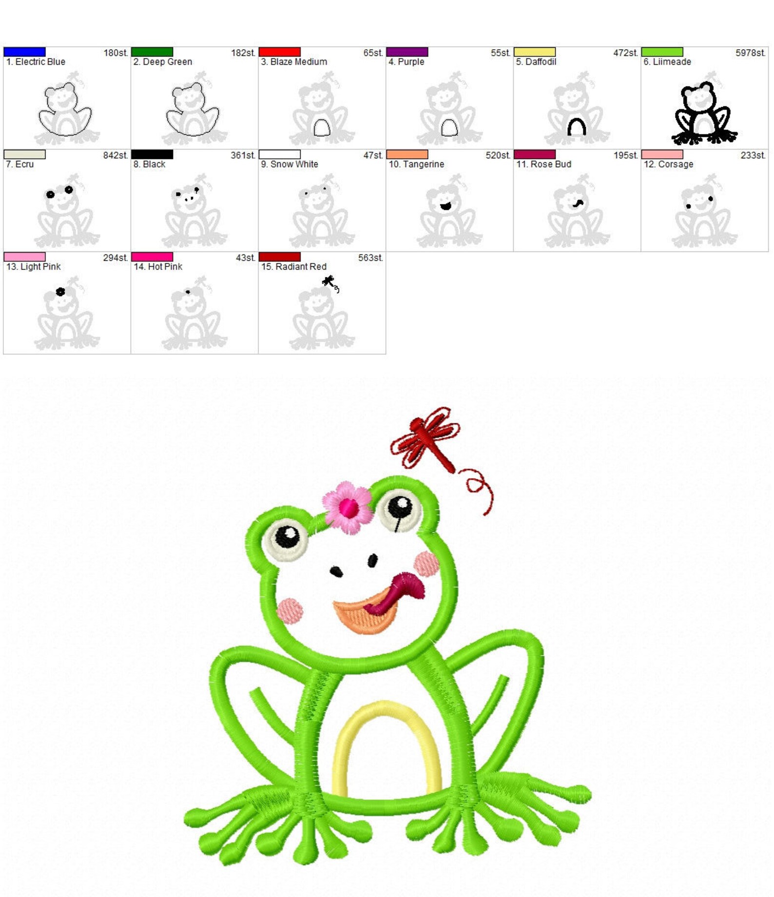 Frog Baby Frog Girl Machine Embroidery Applique Design AN0474 - Etsy