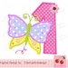Butterfly Number 1,birthday Machine Embroidery Applique - 4x4 5x5 6x6 ...