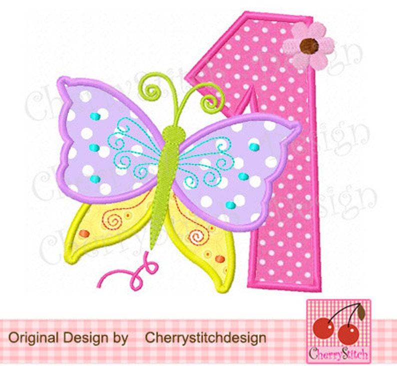 Butterfly Number 1birthday Machine Embroidery Applique 4x4 - Etsy